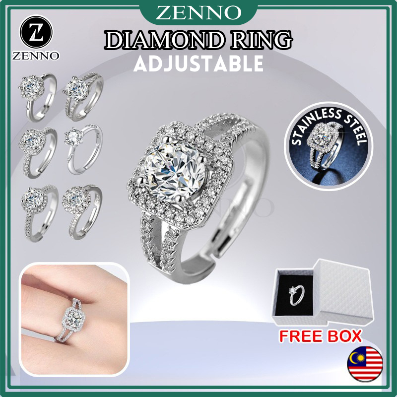 (Adjustable) Size Zenno Hot DIAMOND Design Ring With Free Box Ring ...