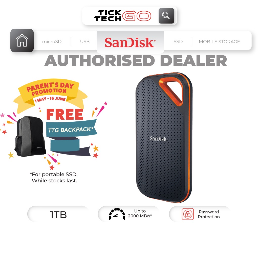 SanDisk Extreme Pro Portable SSD E81 (1TB/2TB/4TB) 2000mb/s Type-C Solid State Drive / External ...