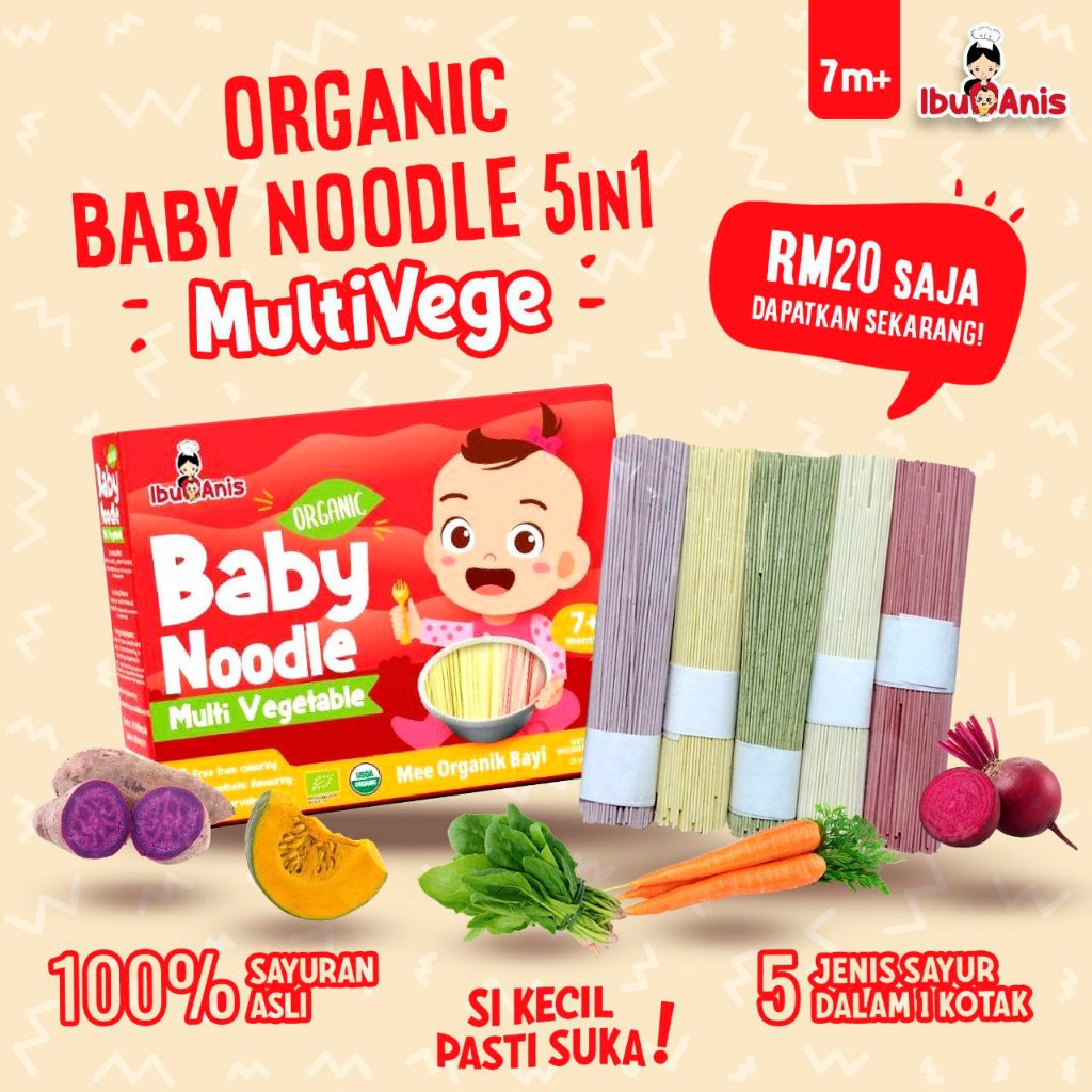 Baby noodle/organic baby noodle/ibu anis baby noodle/multi vege noodle ...
