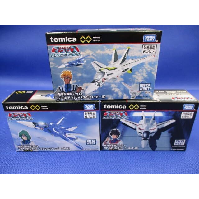 Set of 3 Tomica Premium Unlimited Macross VF-1J Valkyrie & Macross VF ...