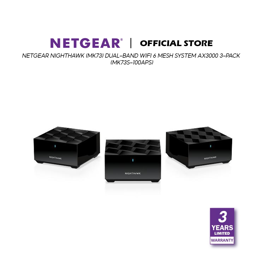 Netgear Nighthawk (MK73) Dual-Band WiFi 6 Mesh System AX3000 3-Pack, 1 ...