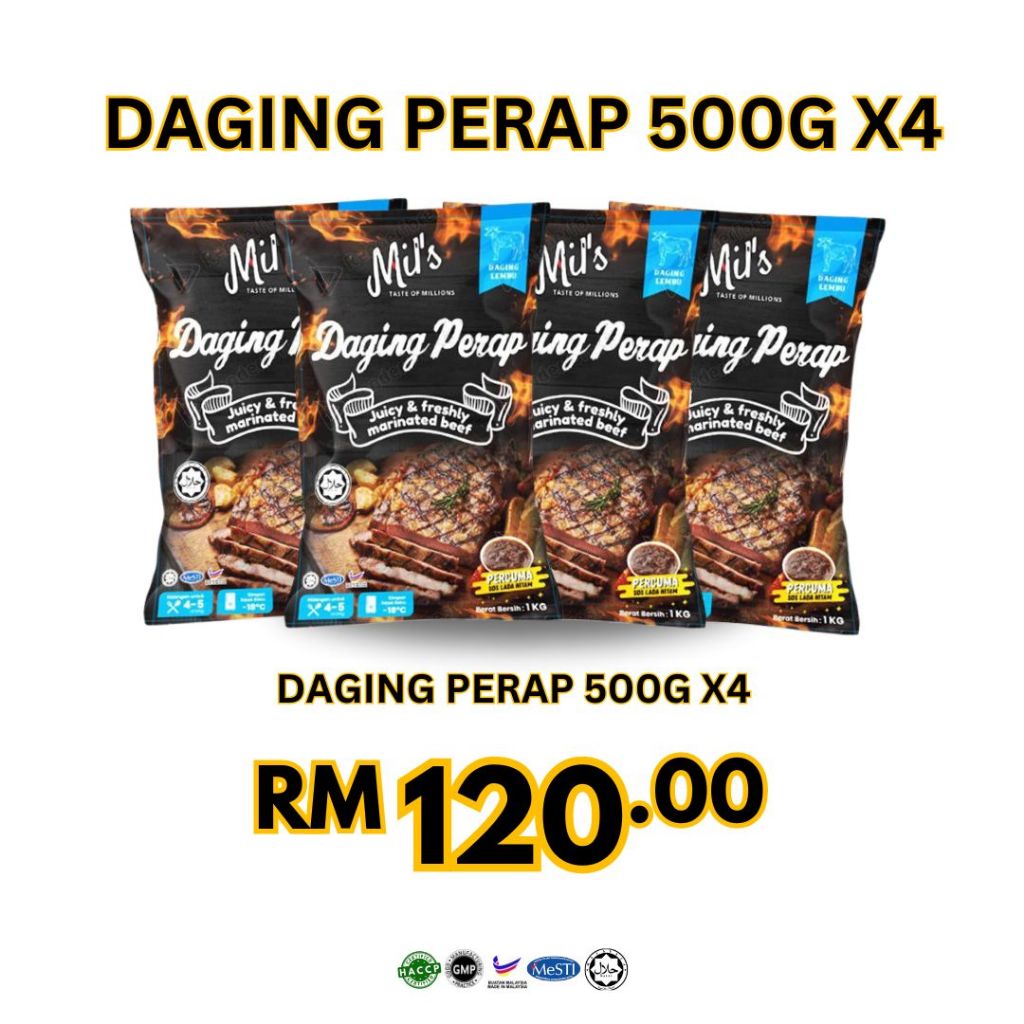 Mil's Daging Perap 500G X4 | Mil's daging perap | Makanan Sejuk Beku ...