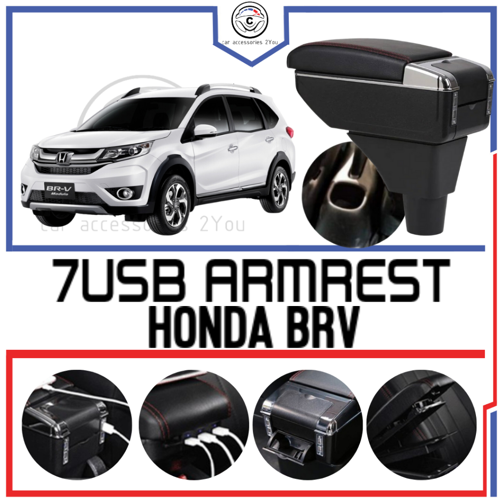 Honda BRV Armrest Adjustable 7 USB Port Charging With Red Line Rehat ...