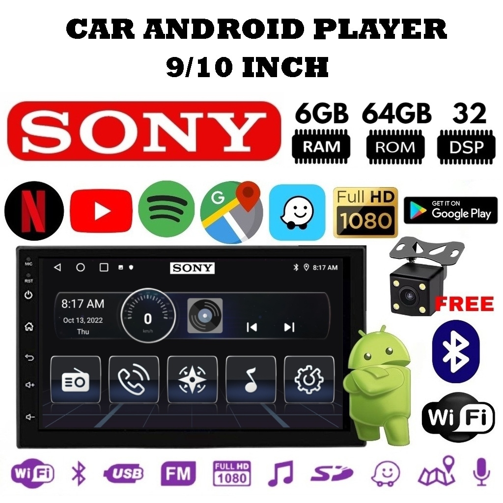 [4GB RAM+64GB ROM] SONY Style Android Player 9"10 inch Quad Core Car ...