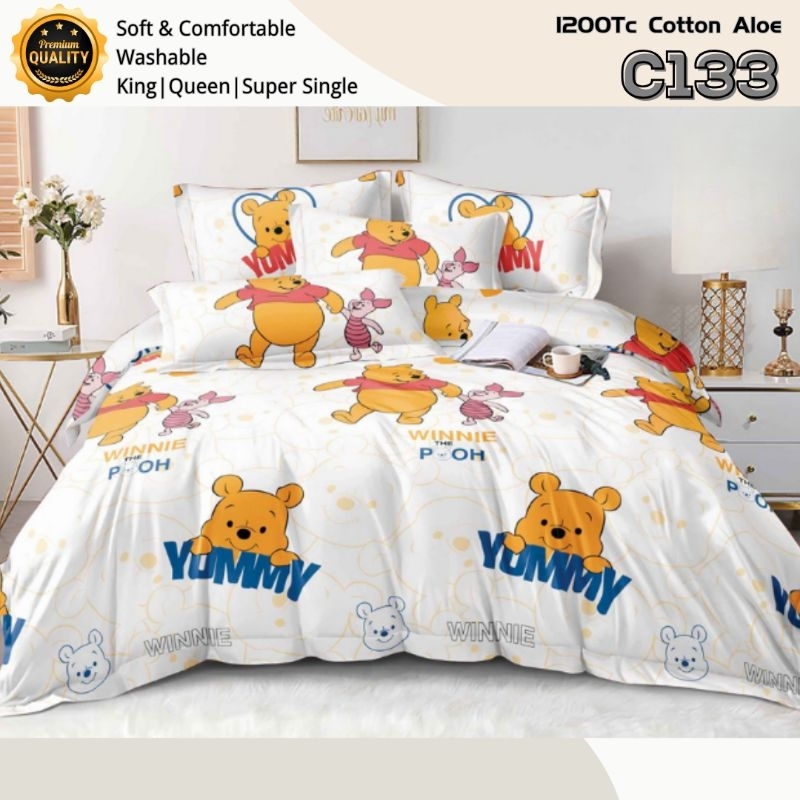 BEE 1200Tc Cartoon Bedsheet 5in1 Cotton Bedsheet With Comforter Set ...
