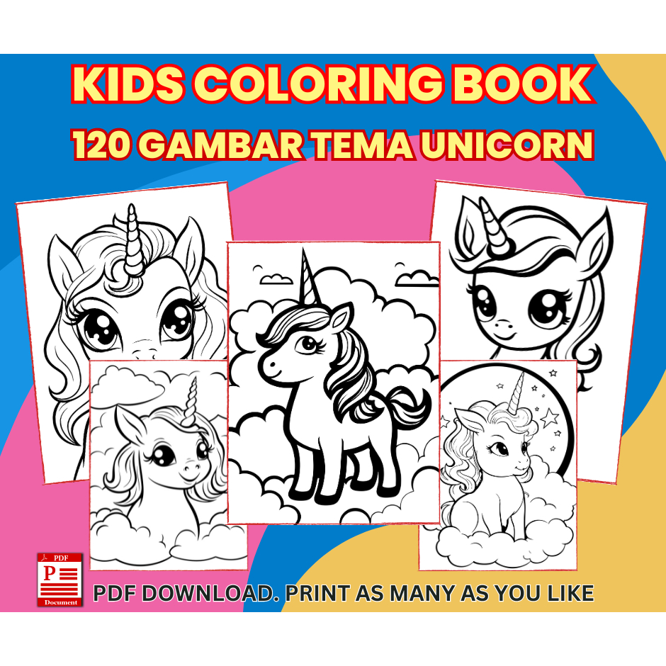 [PDF] 120+ KIDS COLOURING PAGES TEMA UNICORN - Coloring Book For Kids ...