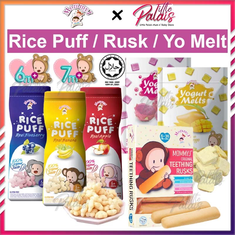 MOMMYJ Baby Snack Food Rice Puff Real Banana/Blueberry/Apple | Yogurt ...