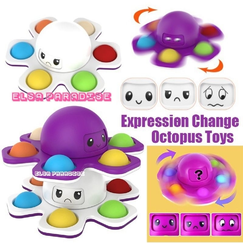 [ READY STOCK ]Expression Change face octopus spinner fidget push ...