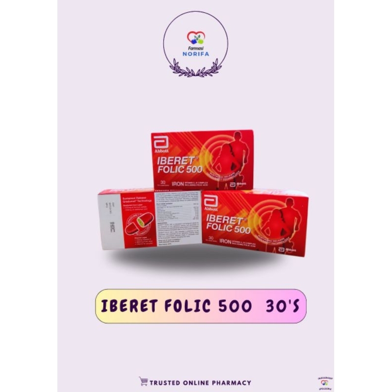 IBERET FOLIC 500 (Iron, Vitamin C, B Complex & Folic Acid) | Shopee ...