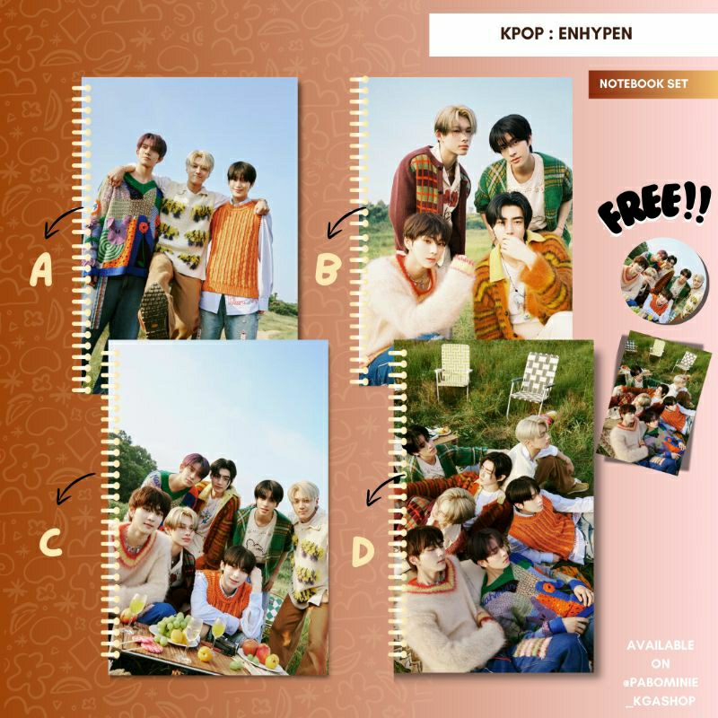 KPOP[ENHYPEN] ORANGE BLOOD NOTEBOOK BADGE POSTER NIKI JUNGWON HEESEUNG ...