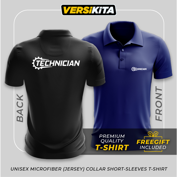 TECHNICIAN Microfiber Jersey Collar Short Sleeves T-Shirt / XS - 7XL ...