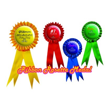 Ribbon Pin Rosette Button Pin Bunga Pin Ribbon Medal 58mm Button Badge ...