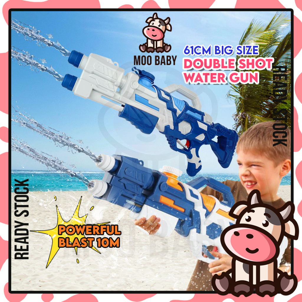 ⭐Moo Baby Double Shot Big Water Gun Kids Watergun Toys Pisto Air Water ...