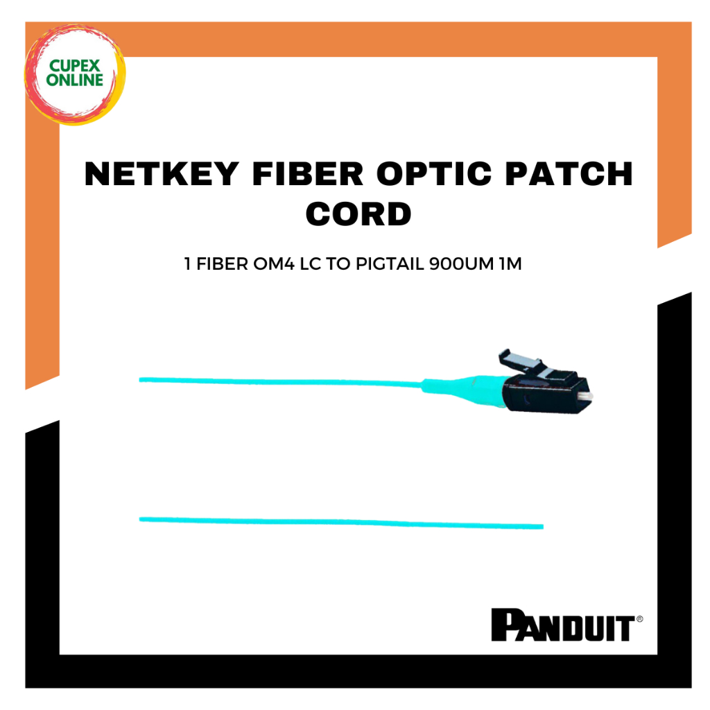 Panduit NETKEY FIBER OPTIC PATCH CORD 1 FIBER OM4 LC TO PIGTAIL 900UM ...