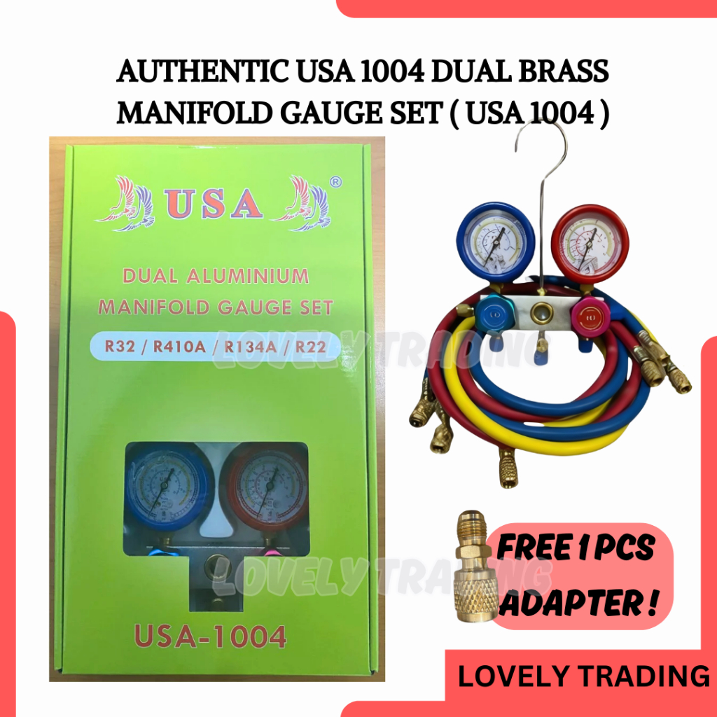 USA DUAL MANIFOLD GAUGE SET (R32/R410A/R22/R134A) -1004 DUAL ALUMINUM ...