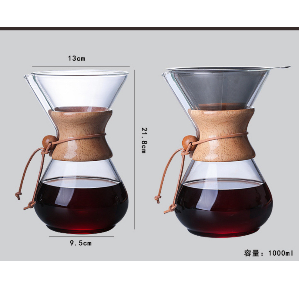 (Ready Stock)Coffee Espresso Hand Brew Drip Filter V60 Glass Pot With ...