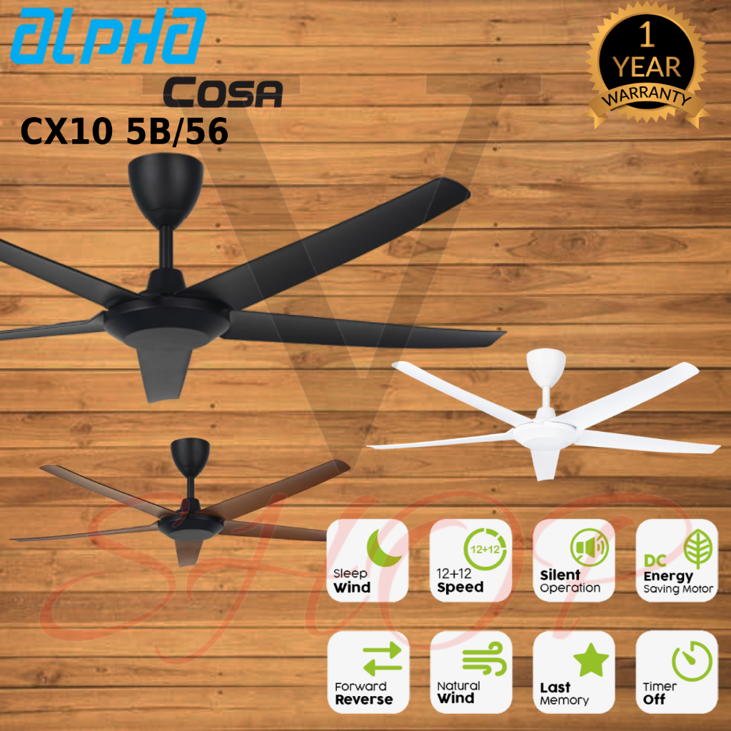 ALPHA 40" 56" CX10 5B 56/40 DC MOTOR 5 BLADE 12 SPEED CEILING FAN WITH ...