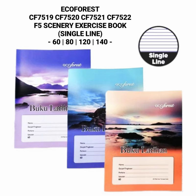 (1PKT) ECOFOREST F5 [ Single Line ] Scenery Cover Exercise Book | 练习簿单线 ...