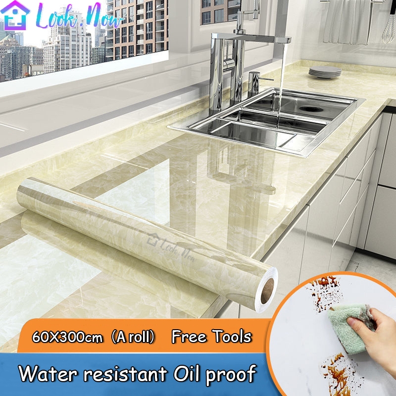 【Local Sellers】60*3m Large Self Adhesive Gorgeous Marble Waterproof ...