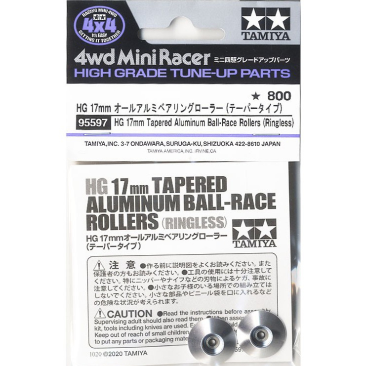 Tamiya 95597 HG 17mm Tapered Aluminum Ball-Race Rollers (Ringless ...
