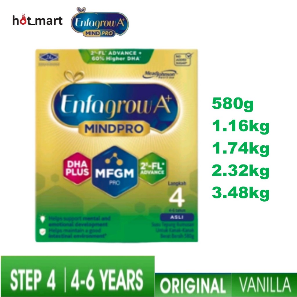Enfagrow A+ Mindpro Step 4 Original 580g | 1.16kg | 1.74kg | 2.32 kg | 3.48kg Asli | Vanilla ...