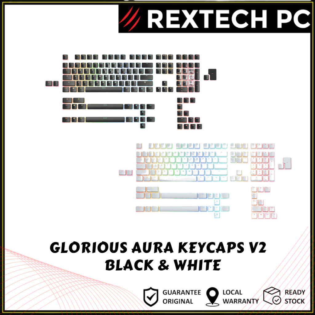 Glorious Aura Keycaps V2 - Black/White | Shopee Malaysia