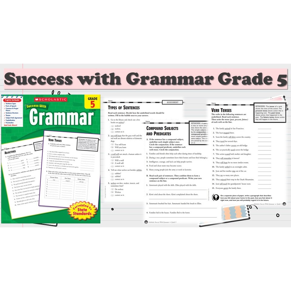 [P329] 65 pages Scholastic Success with Grammar Grade 5 Worksheet for ...
