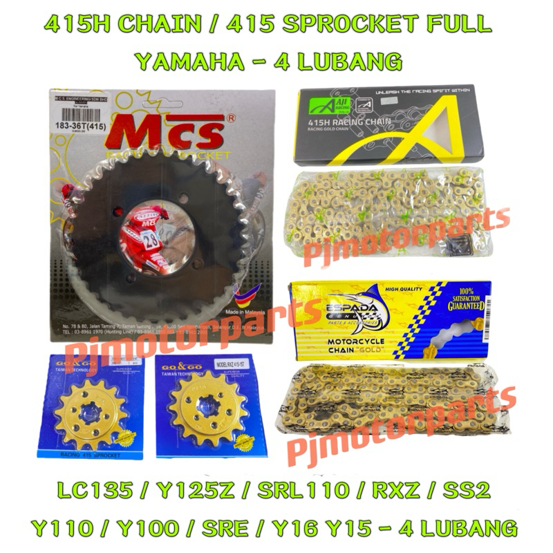 415 LC135/RXZ/125Z ZR/Y125ZR/SRL110/Y16 Y15 - 4 LUBANG 415H CHAIN ...