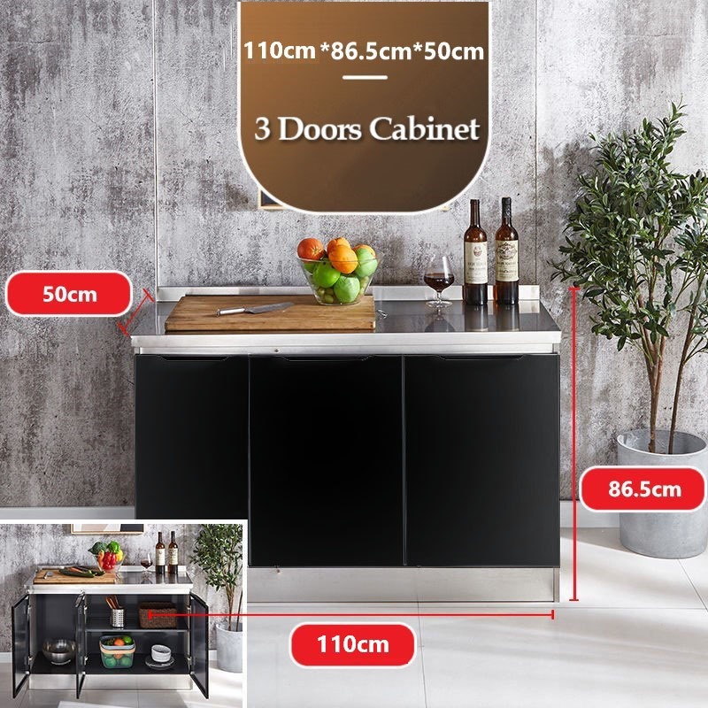 🔥EXTRA HEIGHT🔥BLACK PETG DOOR🔥 Stainless Steel Kitchen Cabinet Storage ...