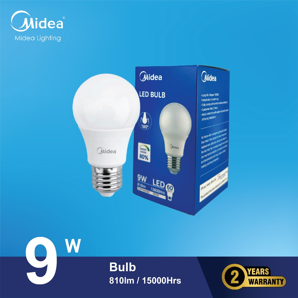 Midea Lighting A60 Round Bulb (9W) | Shopee Malaysia
