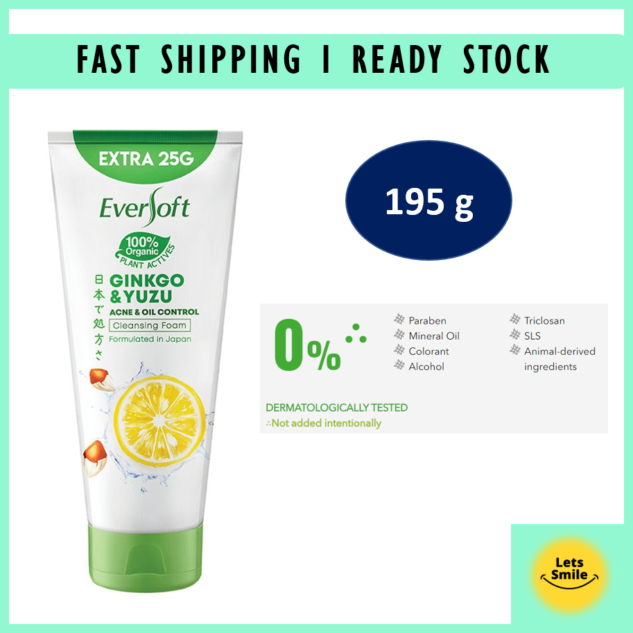 Eversoft Ginkgo & Yuzu Acne & Oil Control Cleansing Foam 195g | Shopee ...