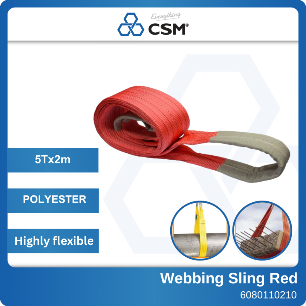 [CLEAR STOCK] 5TON WEBBING SLING RED WEBBING SLING DOUBLE PLY POLYESTER ...