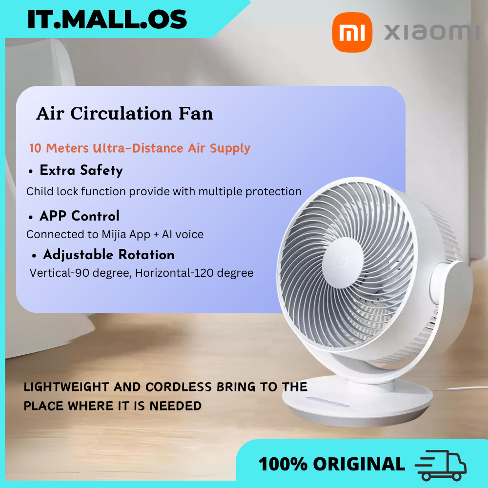 Xiaomi Mijia Kipas Pengedaran Udara | Kipas Meja DC 5 Kelajuan | Kepala ...