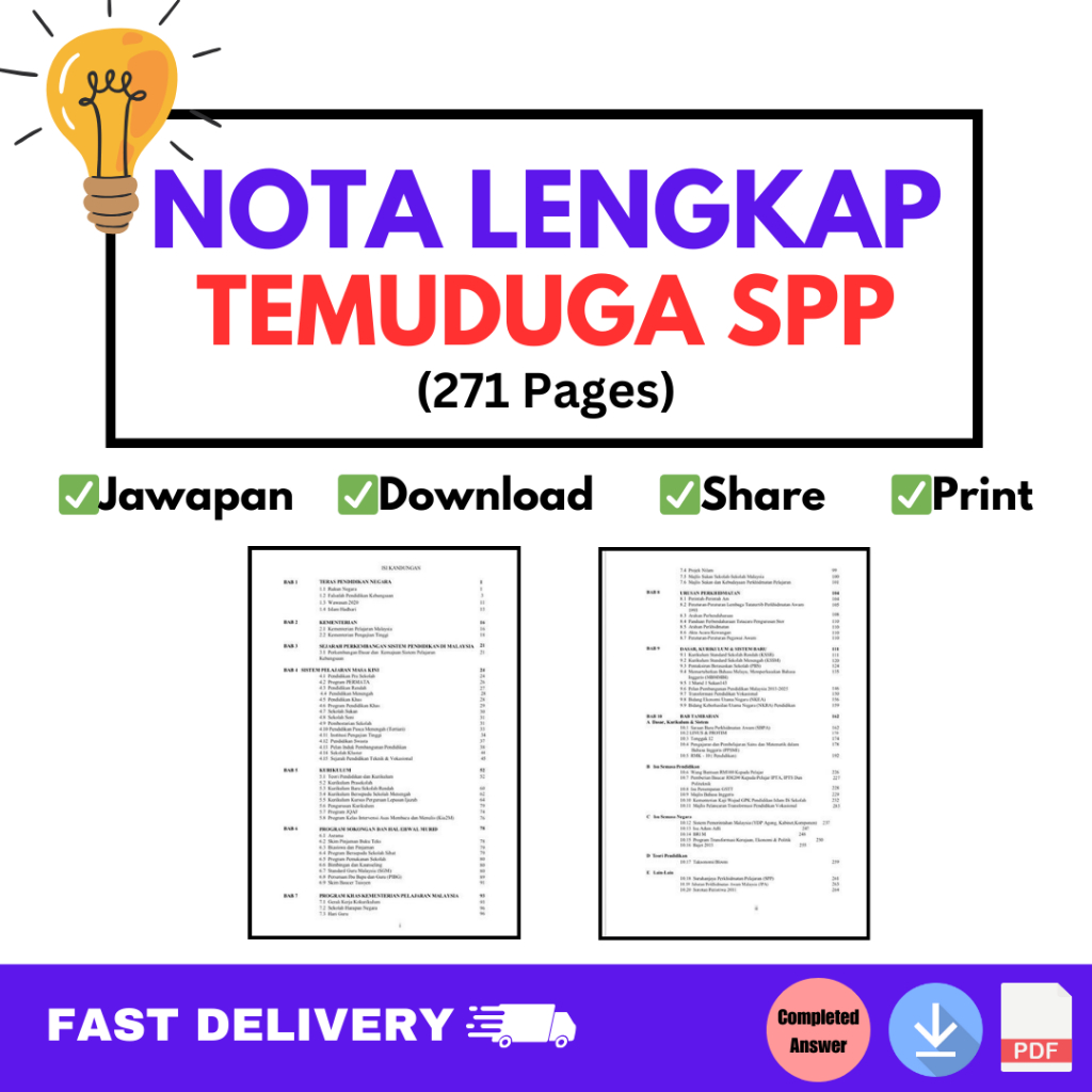[Softcopy PDF📚] NOTA LENGKAP PERSIAPAN TEMUDUGA SPP (2024/2025) | Shopee Malaysia