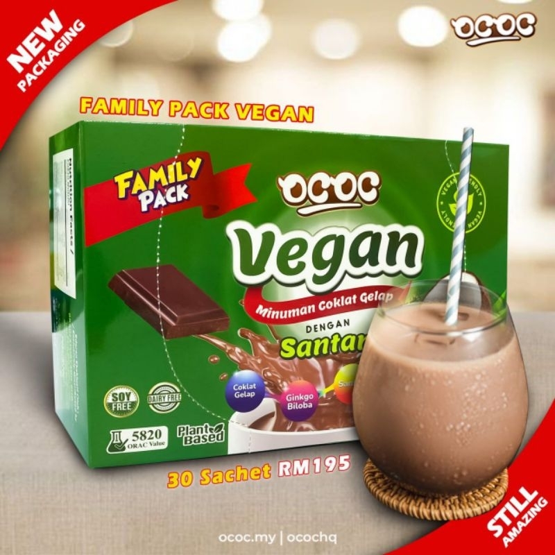 OCOC Vegàn Dark Chocolate 30 sachets Family Pack Dr Rizal | Shopee Malaysia