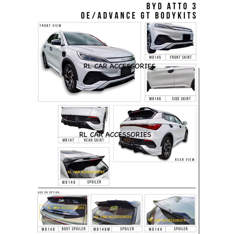BYD Atto 3 2023 2024 OE Advance GT bodykit bodykit front side rear ...