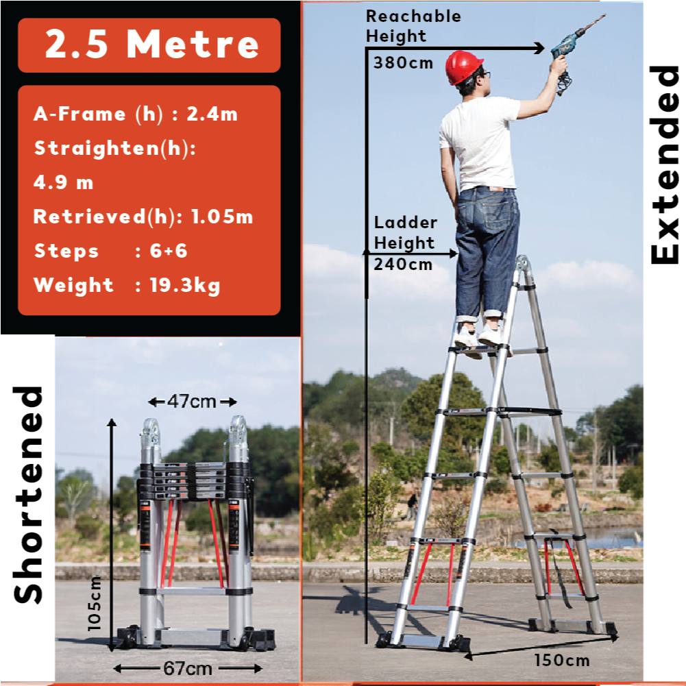 Double sided Telescopic ladder multipurpose Tangga lipat Heavy duty ...