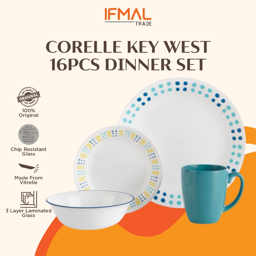 (Ready Stock!!) Corelle Key West 16pc Dinnerware Set | Classic Dinner ...