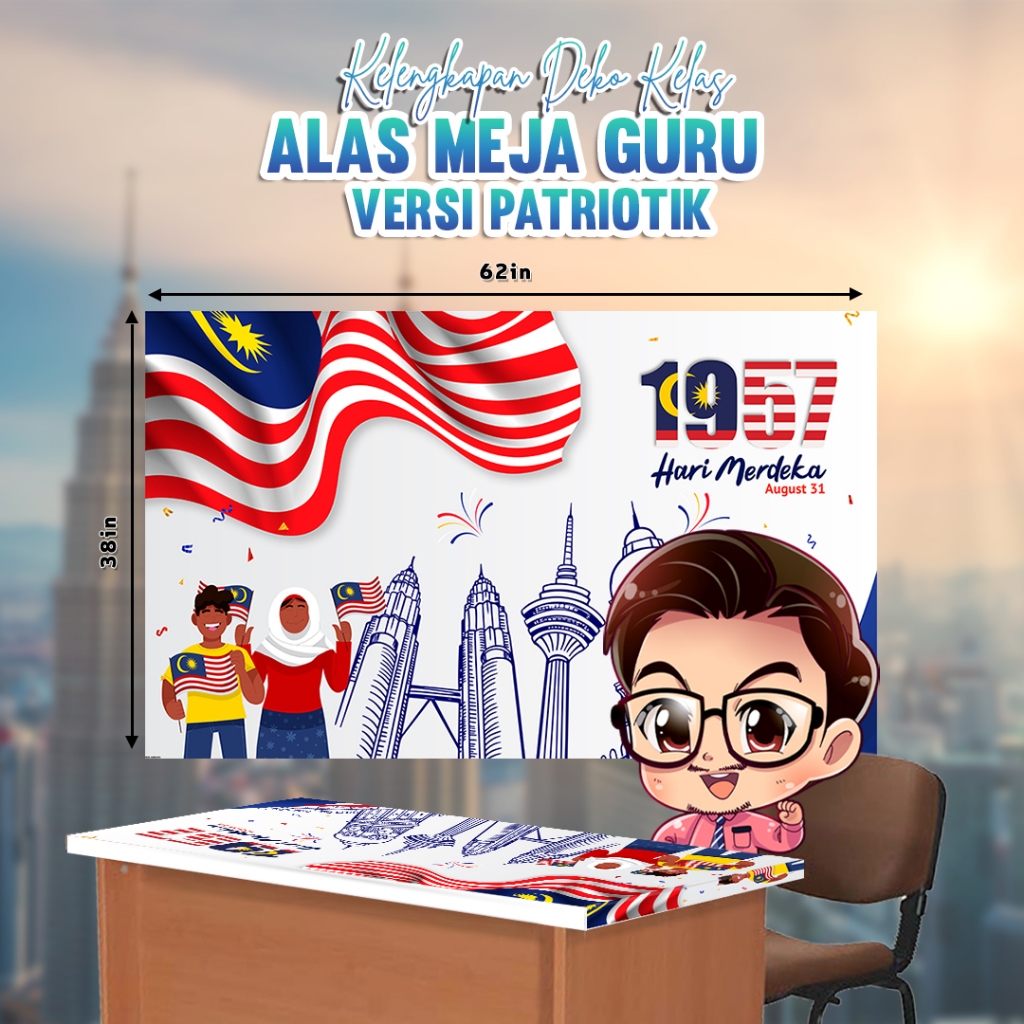 🌸1 DAY SHIP🌸 ALAS MEJA GURU TEBAL 380GSM - VERSI PATRIOTIK MERDEKA ...