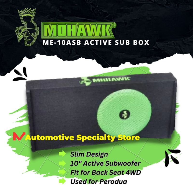 Mohawk Woofer ME Series 10” inch Active Subwoofer with Box Slim Woofer ...