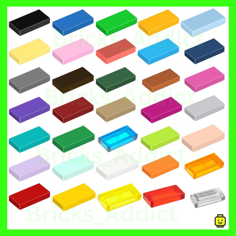 LEGO PARTS (NEW) (GENUINE) 3069b Tile 1x2 with Groove Assorted Colours ...