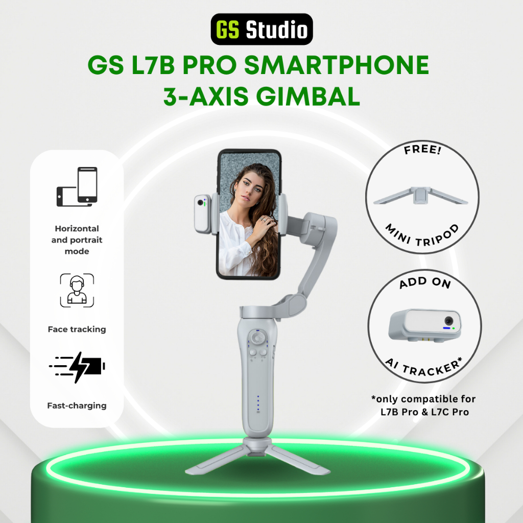 GS L7B L9 Lite M1 Smartphone 3 Axis Gimbal APP Bluetooth Connect Tracking Instant Power Up AI ...
