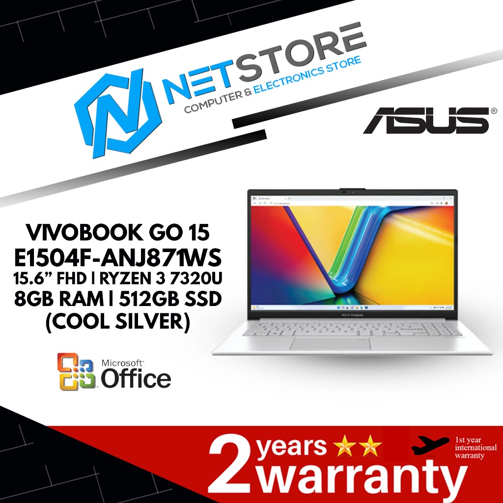 ASUS VIVOBOOK GO 15 E1504F-ANJ871WS 15.6” FHD | RYZEN 3 7320U | 8GB RAM ...