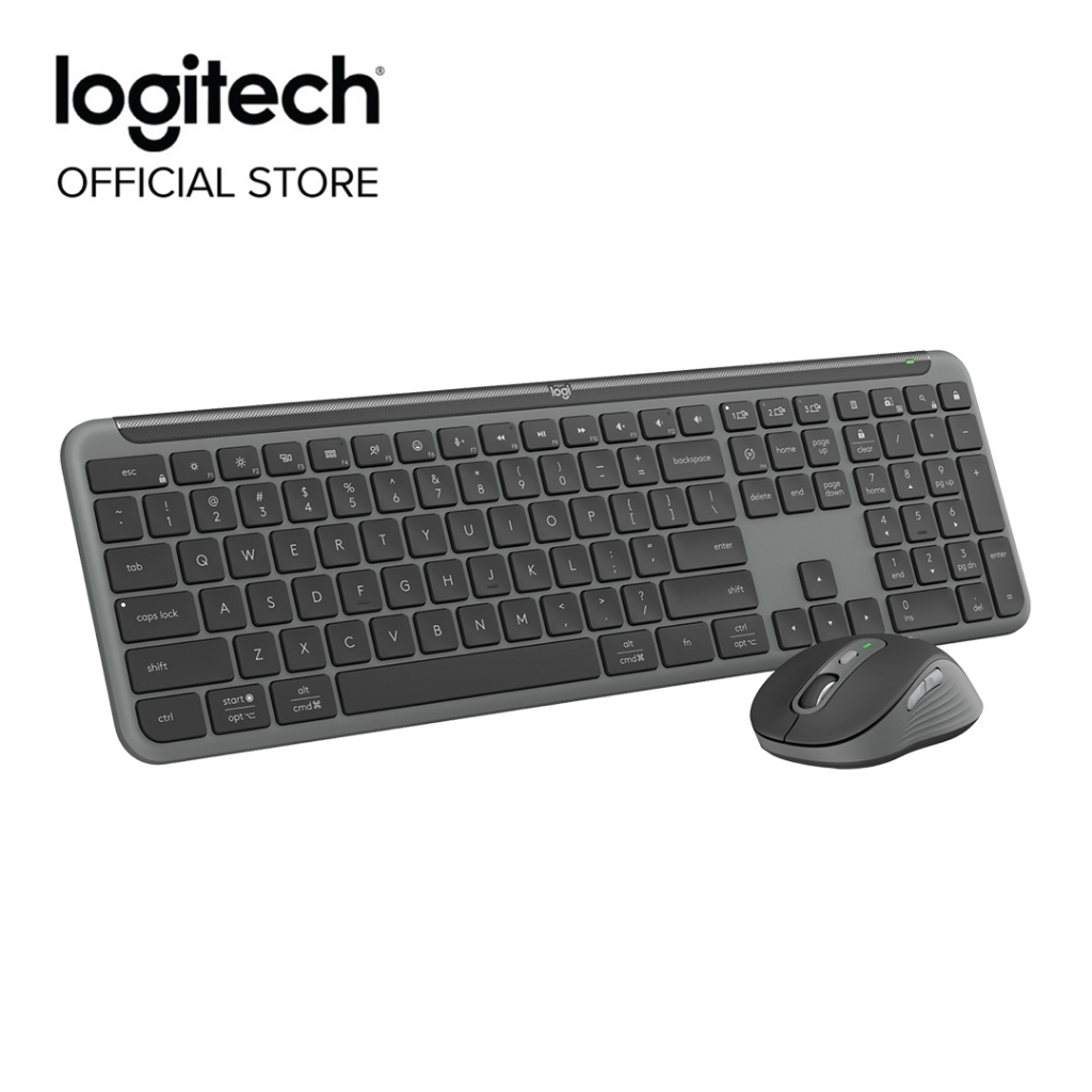 Logitech Mk950 Signature Slim Wireless Keyboard And Mouse Combo Sleek Design Quiet Typing And