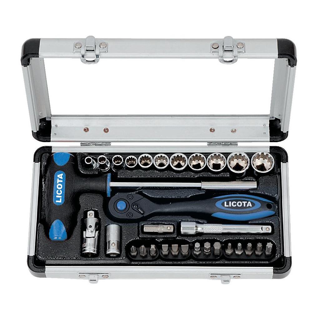 LICOTA ALM3008 MINI RATCHET SPLINE SOCKET & BIT 31PCS 1/4" DR 72T ...