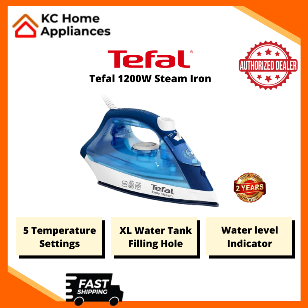 Tefal 1200W Steam Iron | 1200W | Water Level Indicator | 5 Temp ...