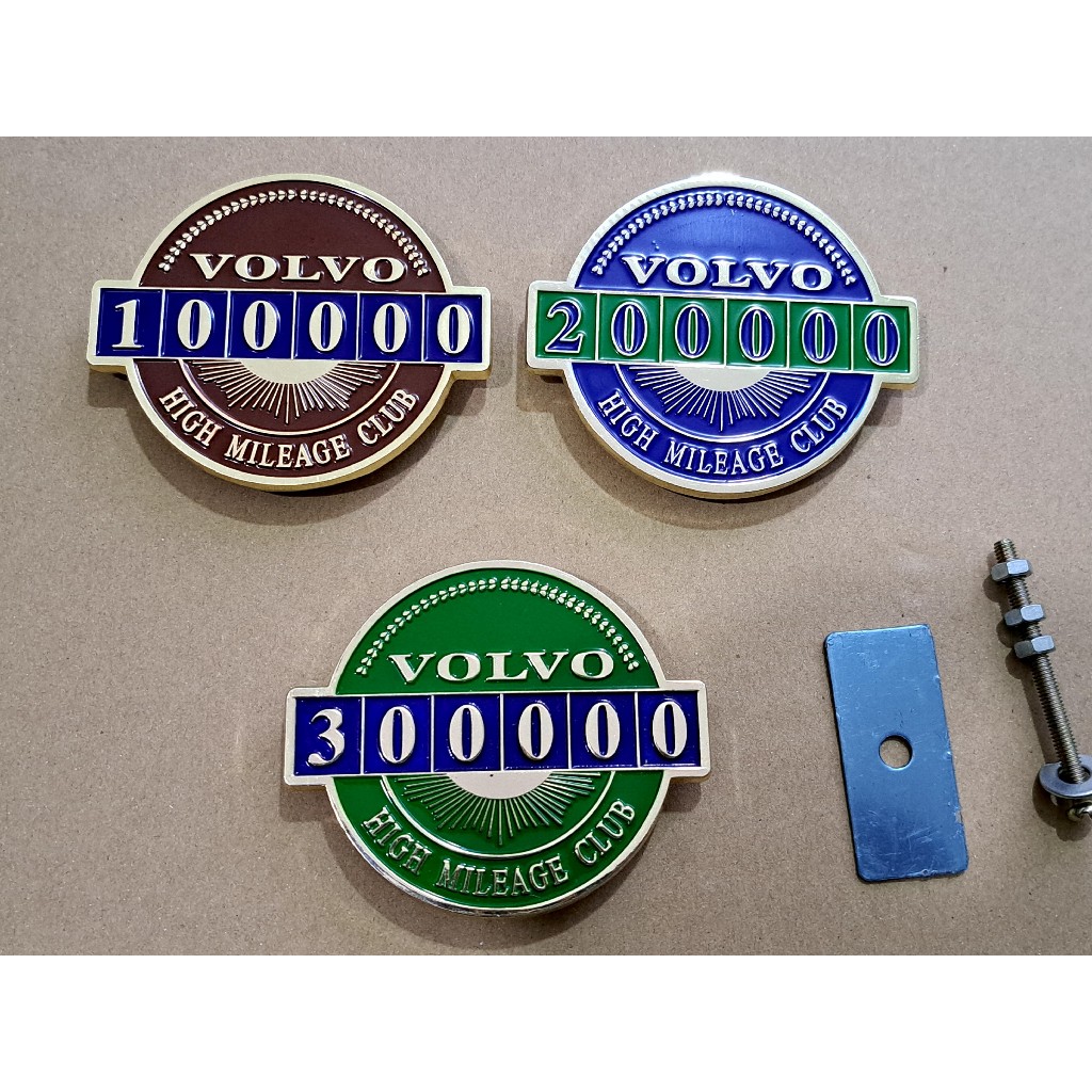 volvo mileage grill emblem 100k 200k 300k metal 240 850 940 xc90 xc60 ...