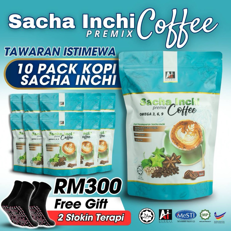 10 KOPI SACHA INCHI AI GLOBAL FREE 2 STOKIN TERAPI | Shopee Malaysia
