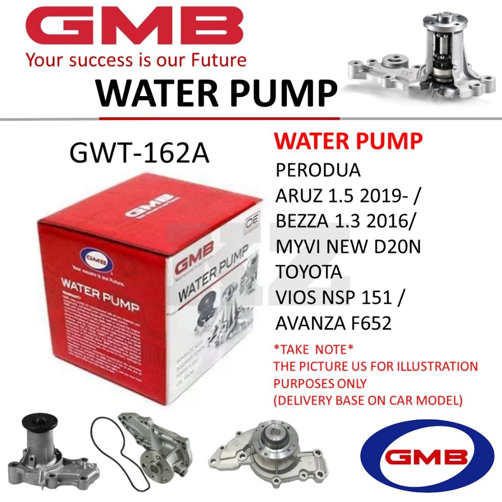 GMB BRAND WATER PUMP - GWT-162A PERODUA ARUZ 1.5 2019- /BEZZA 1.3 2016 ...