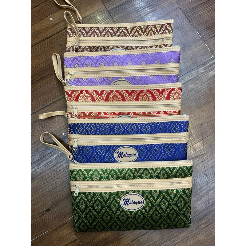 Malaysia souvenir songket Print Women’s 2 zips Handphone passport Purse ...